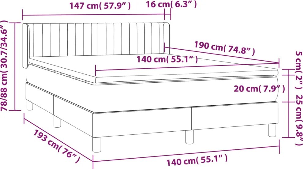 Box spring postel s matrací černá 140 x 190 cm textil 3130427