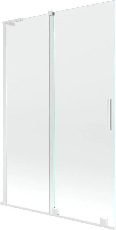 Mexen Velar L, 2-křídlová posuvná vanová zástěna 120 x 150 cm, 8mm čiré sklo, bílý profil, 896-120-003-01-20