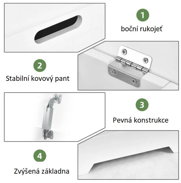Costway Koš na prádlo dřevěný, bílý, 61 x 30 x 30 cm BA7397