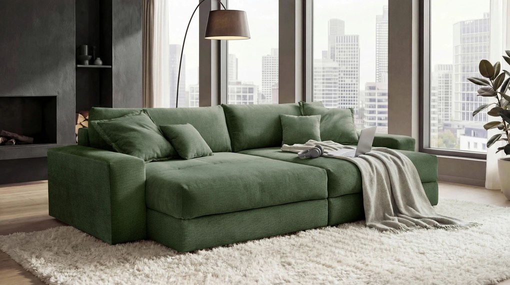 XXXLutz POHOVKA BIG SOFA, textil, zelená P & B - Pohovky - 002220024208