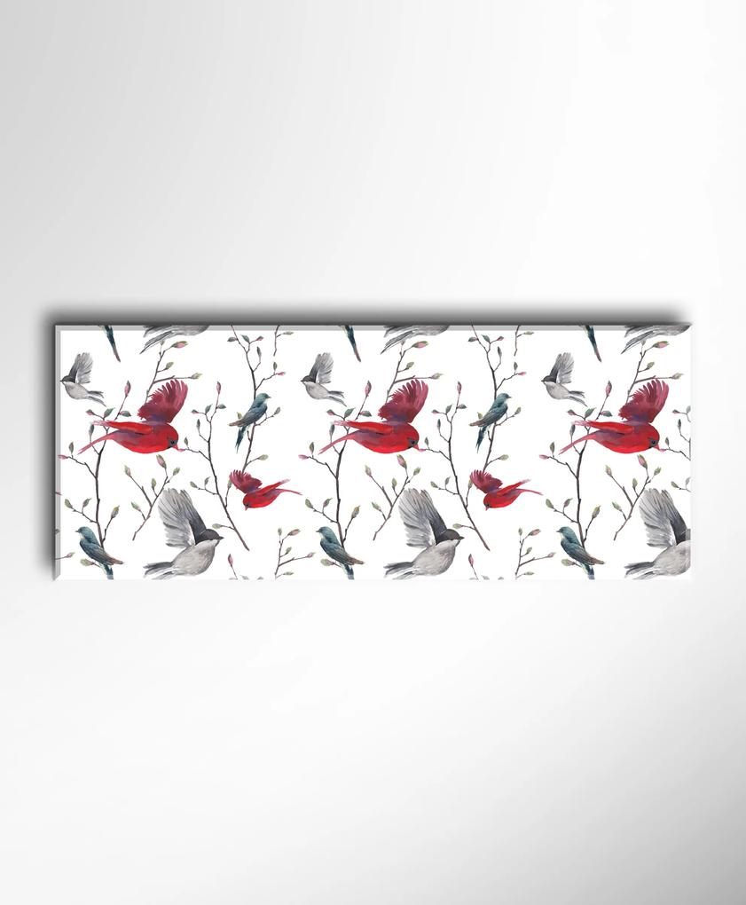 Malvis ® Obraz Jarní ptáčci ROZMĚR (šířka x výška): pětidílné schody obdélník 150x75 cm