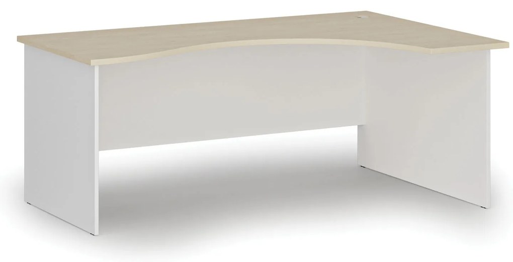 Ergonomický kancelářský psací stůl PRIMO WHITE, 180x120 cm, pravý, bílá/bříza