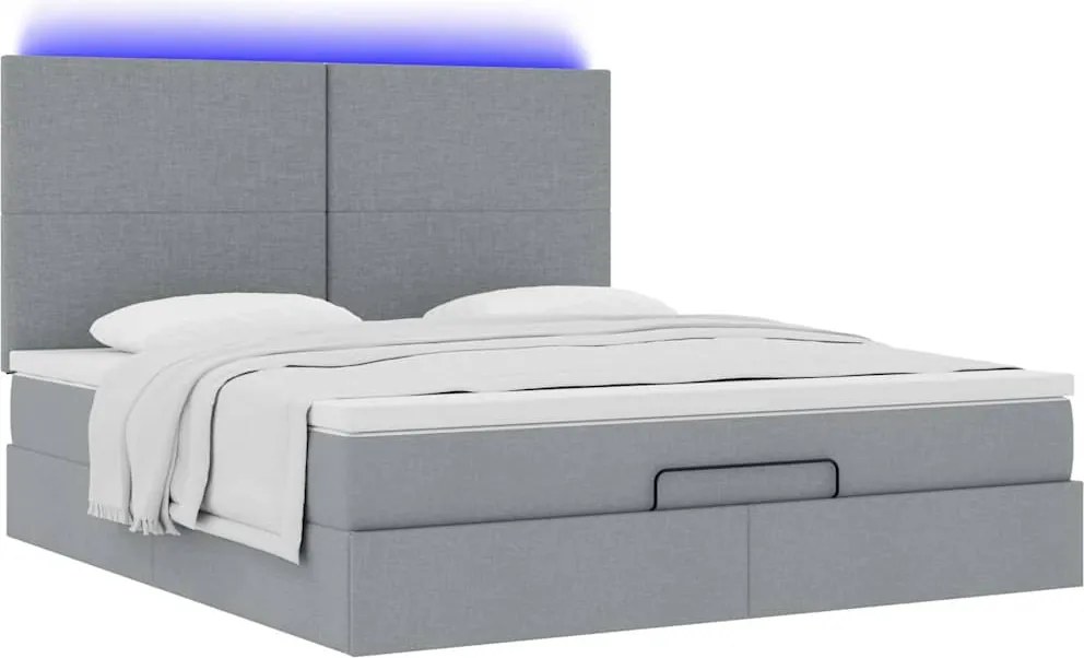 Osmanský rám postele s matrací světle šedá 160x200cm textil 3313934