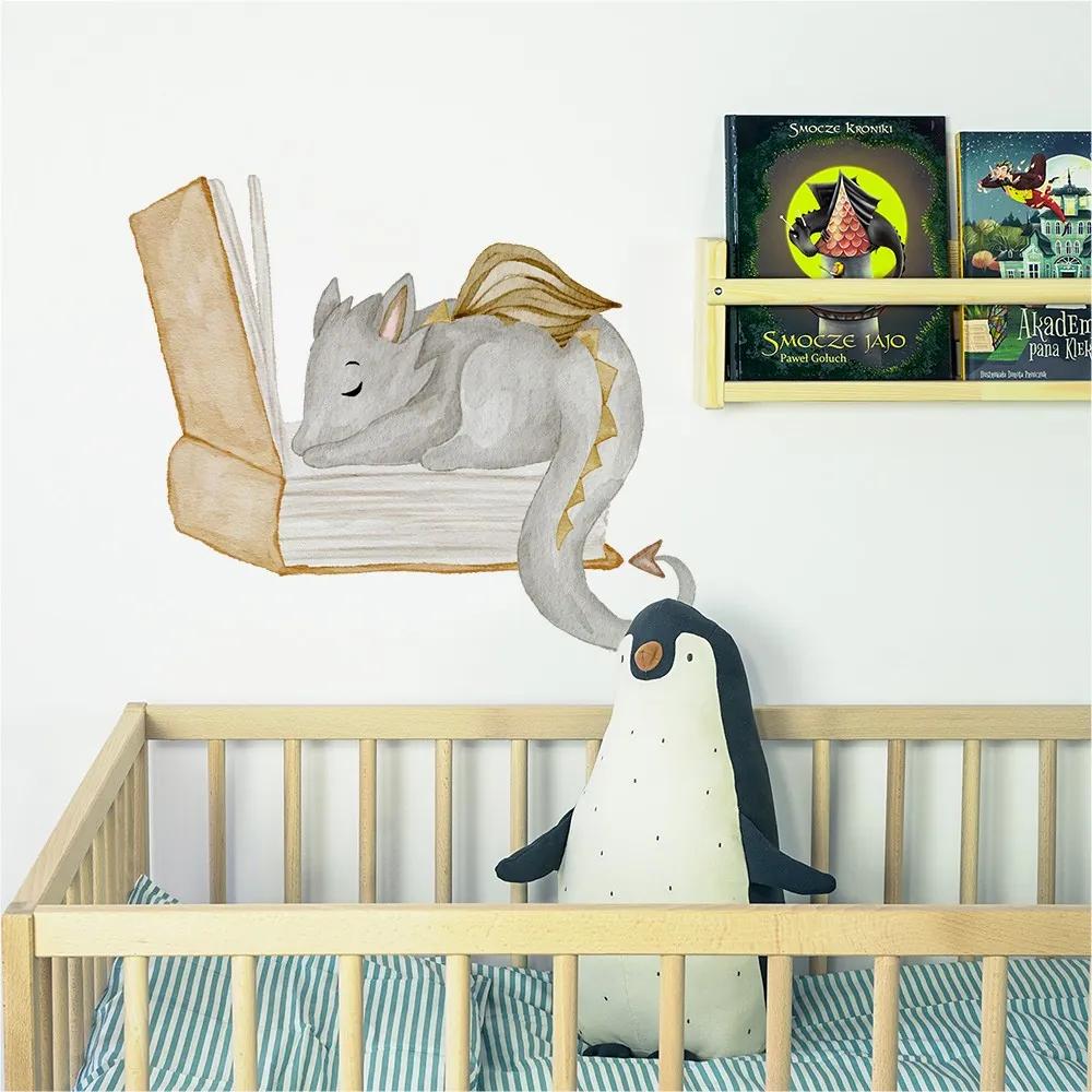 Gario Dětská nálepka na zeď The world of dragons - spící drak a kniha Rozměry: 50 x 43 cm