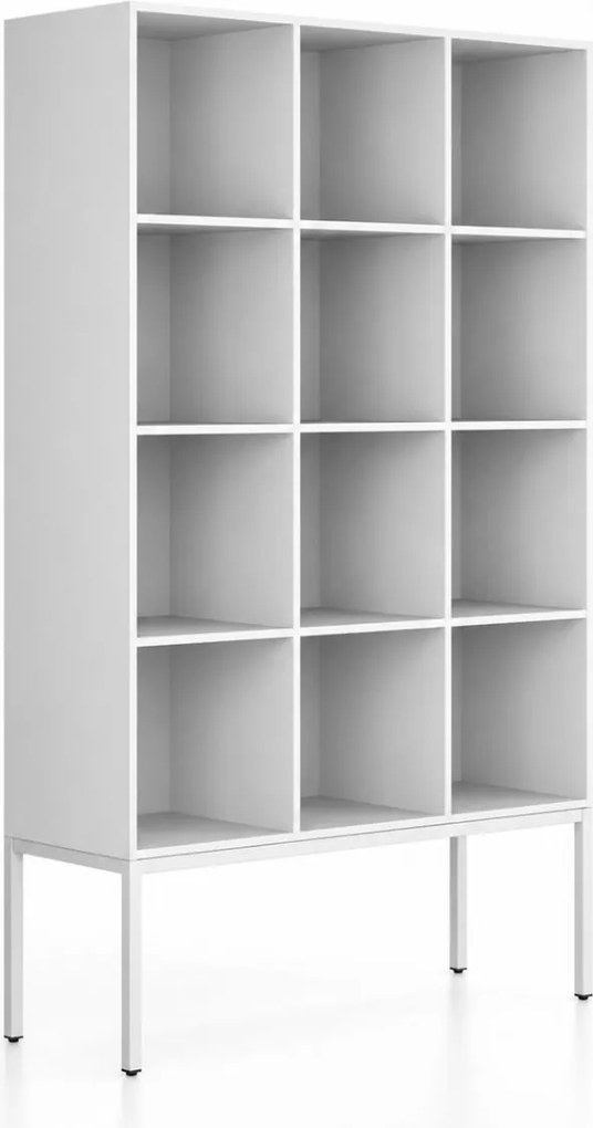 Regál FRAME, s bílou podnoží, 1299 x 450 x 2185 mm, bílá