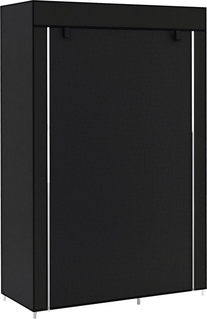 HOMCOM Textilní šatník s 6 policemi, věšákem na oblečení, sklopný šatník do ložnice, 103 x 43 x 162,5 cm, černý | Aosom
