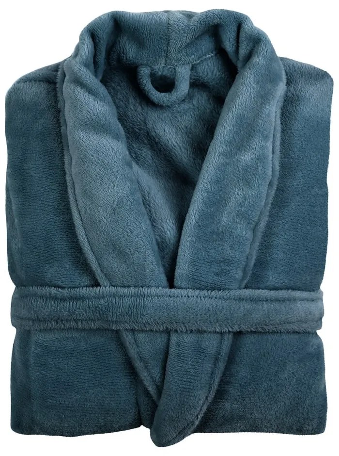 Modrý župan z mikroplyše velikost L/XL Cosy – Tiseco Home Studio