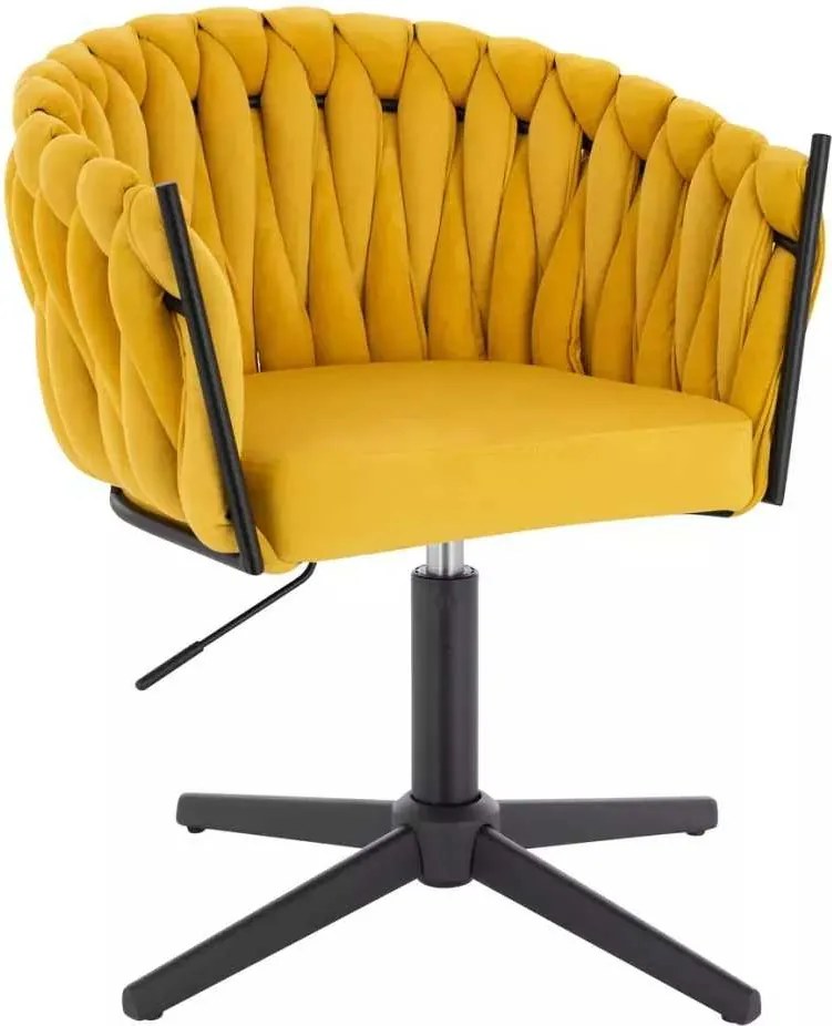 LuxuryForm DESIGN Otočná židle NORDEN VELUR na černém kříži - žlutá