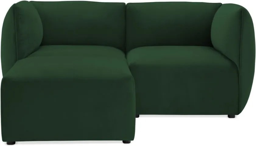 Emeraldově zelená dvoumístná modulová pohovka s podnožkou Vivonita Velvet Cube