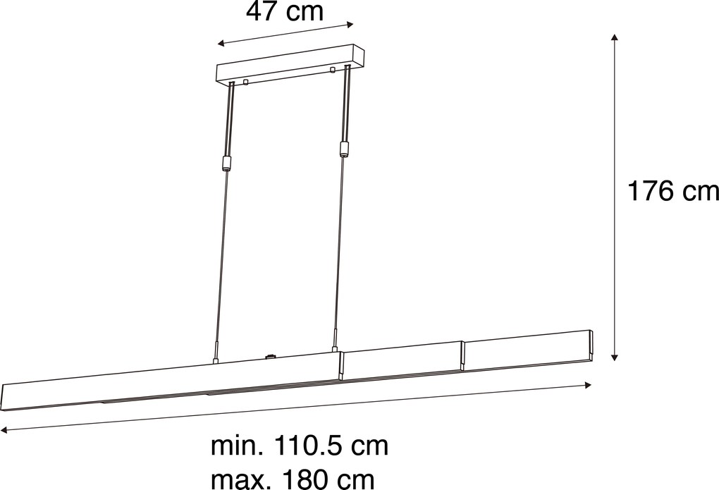 Nastavitelné závěsné svítidlo černé včetně stmívatelné LED - Lamba