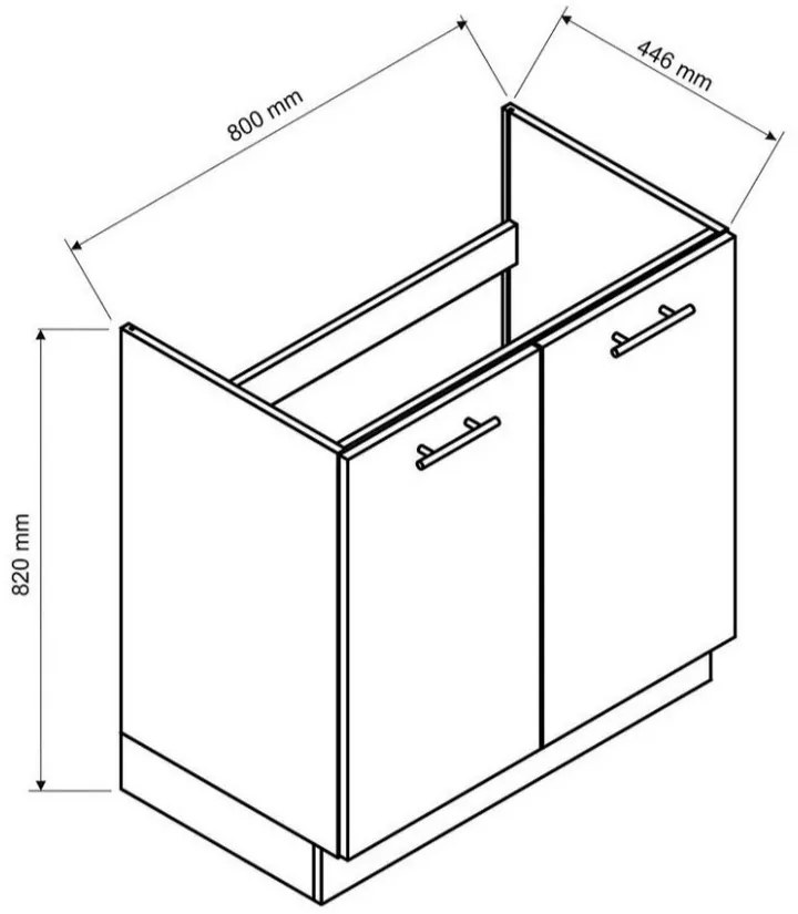 Expedo Kuchyňská skříňka dřezová OREIRO D80 ZL, 80x82x44,6, popel/světle šedá
