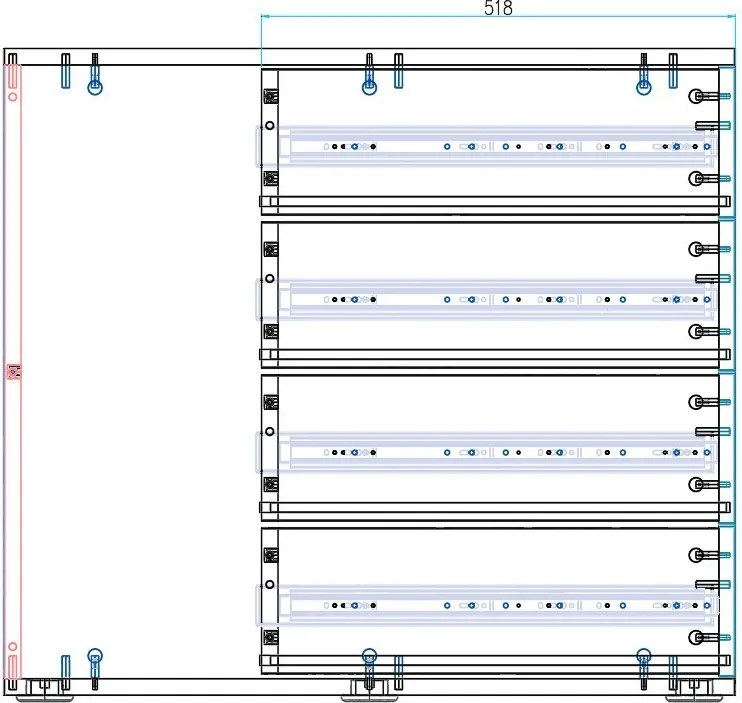 Kancelářský přístavný kontejner BLOCK, 400 x 800 x 710 mm, 4 zásuvky, dub přírodní