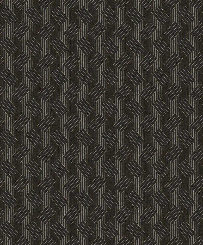 Černá geometrická vliesová tapeta na zeď, ZEN405, Zen, Zoom by Masureel