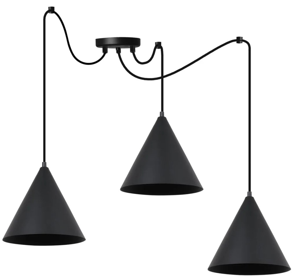Závěsné svítidlo Soho Spider, 3x černé kovové stínítko, (fi 25cm)