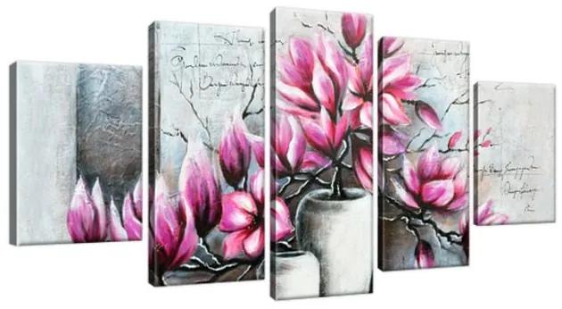 Obraz na plátně Růžové magnolie ve váze 150x70cm 3906A_5B