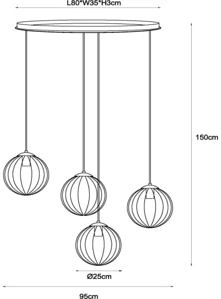 Lucide 45493/04/33 - Lustr na lanku MONSARAZ 4xE27/40W/230V