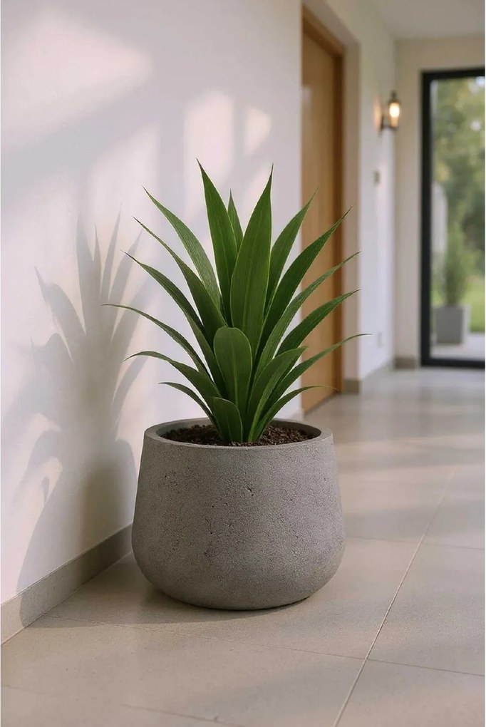 Květináč GIRAR, sklolaminát, výška 27 cm, tmavě šedá
