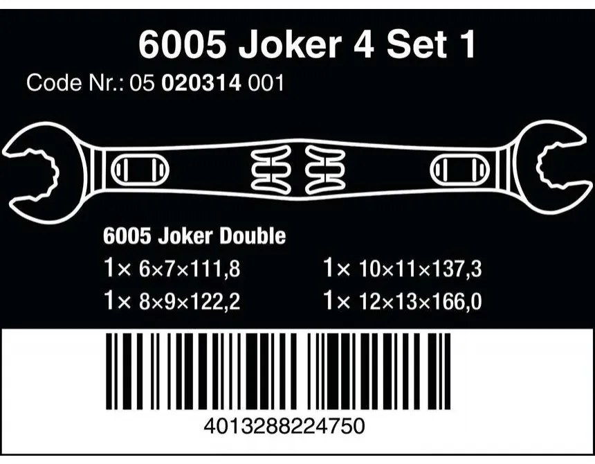 Wera 020314 Oboustranné ploché klíče 6005 Joker 4 Set 1 (Sada 4 díly) 6-13mm