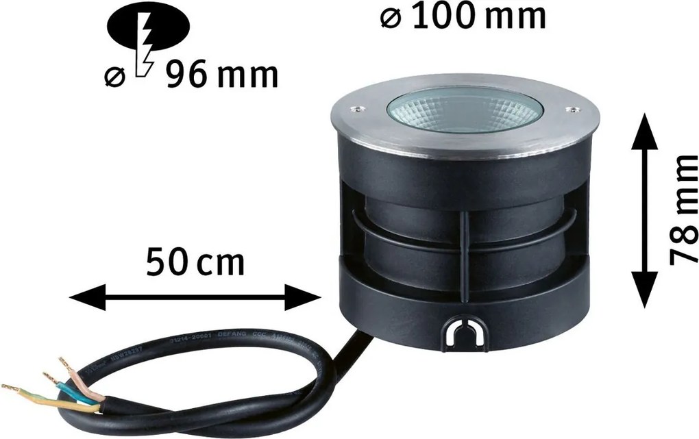 P 94748 LED zemní svítidlo Vanea IP67 kruhové 100mm 3000K 3,5W 230V hliník hliník - PAULMANN