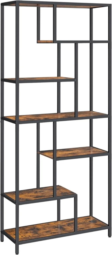 Designová knihovna TAYLOR 180x80 cm, rustikálně hnědá