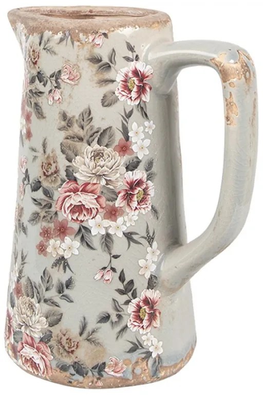 Šedý keramický dekorační džbánek Masselin M – 16x11x20 cm