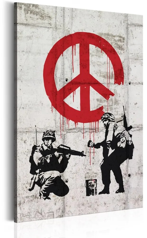 Obraz na plátně Bimago -  Soldiers Painting Peace by Banksy 60x90 cm
