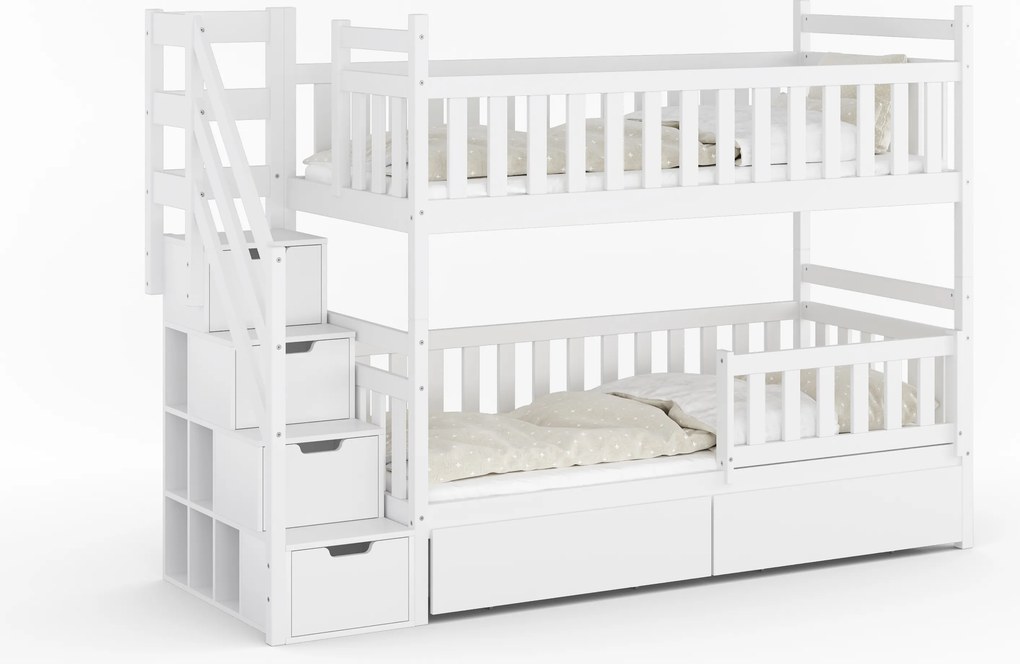 Rkids | Patrová postel se schůdky Rino 80x190 Bílá