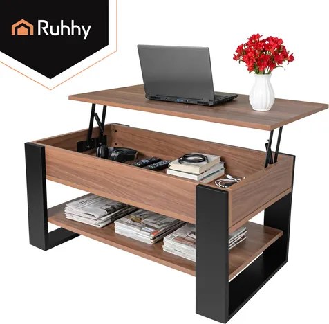 Konferenční stolek Ruhhy 92 x 51 cm se zvedací deskou, úložným prostorem a policí