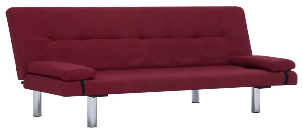 vidaXL 282191 Marketos Sofa Bed with Two Pillows Wine Red Polyester