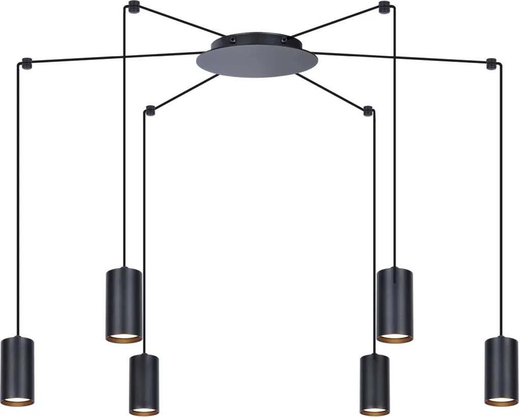 Černý lustr pavouk Kaja PUERTO 4898/6×bodovka GU10