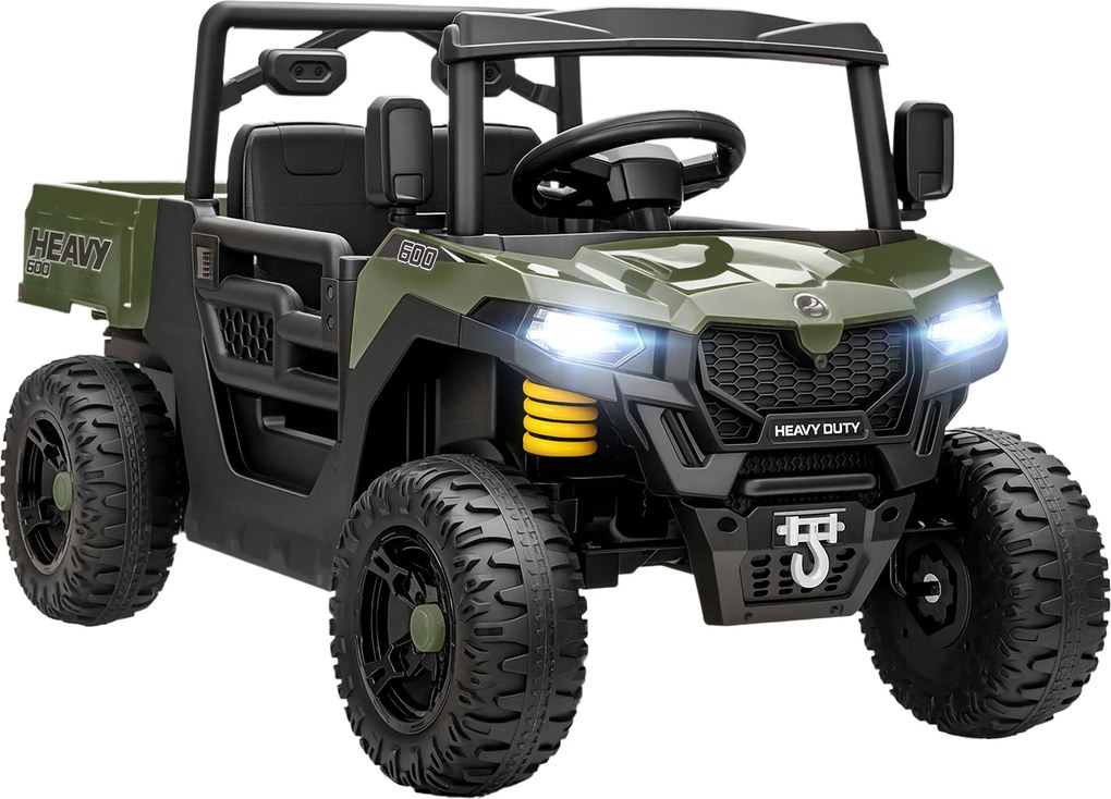 AIYAPLAY Elektrické vozidlo, 2 motory, zavazadlový prostor, design UTV, hudební funkce, zelené