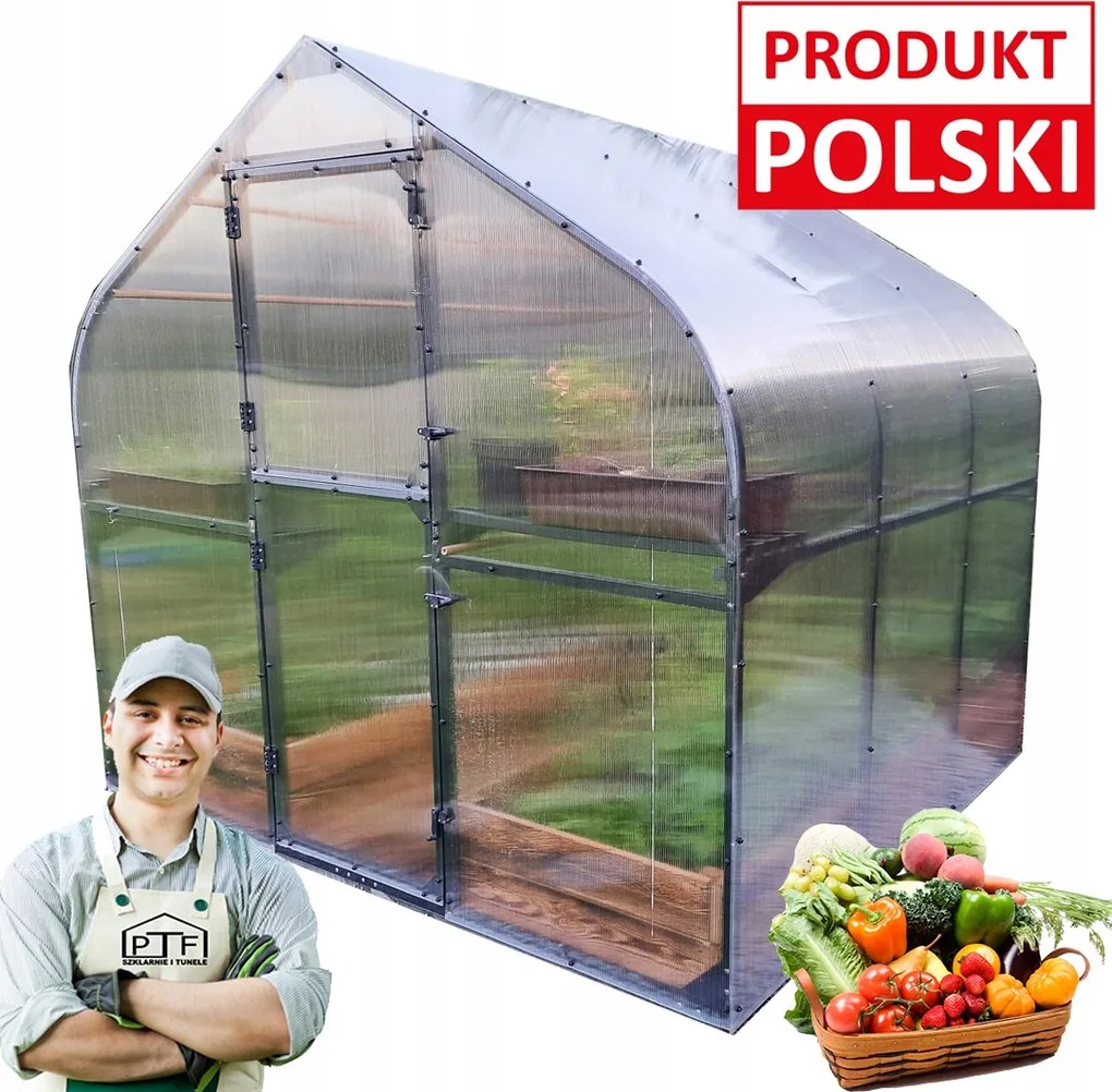 Polykarbonátový Skleník Tunel 5M2 250X200 Ptf Polsko Antracit Grafit