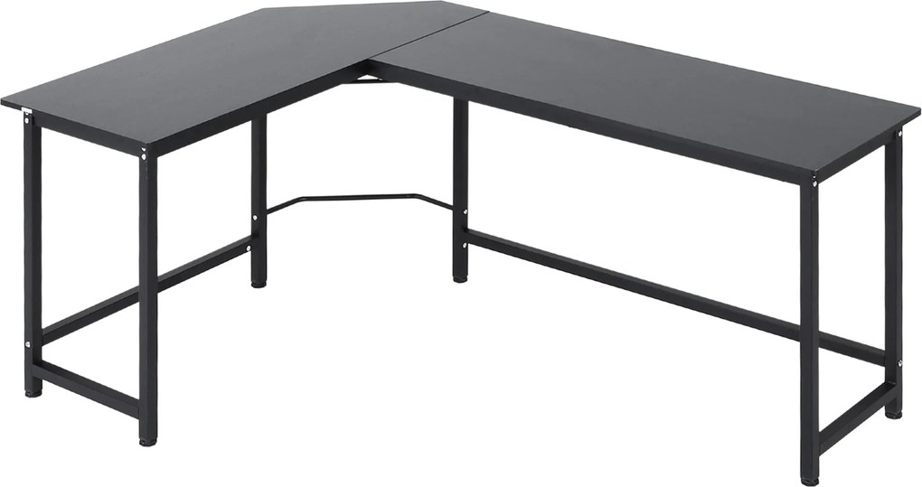 Vinsetto Počítačový stůl Psací stůl ve tvaru L s nastavitelnou výškou Černý 168 x 120 x 75 cm | Aosom
