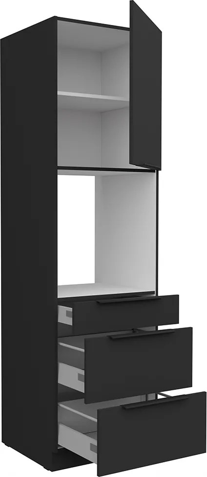 ARIA cc | vysoká skříňka 60 DPS-210 3S1F na vestavnou troubu | PREMIUM BOX | 60 cm | ANTI FINGERPRINT povrch | černá
