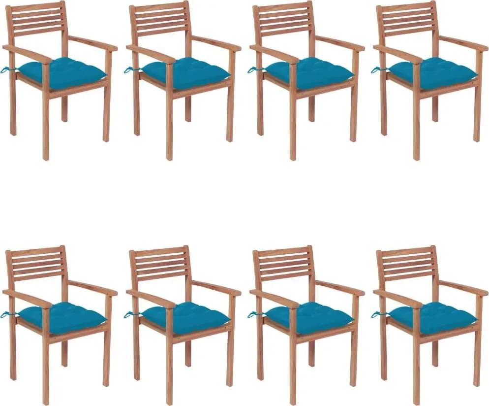 vidaXL Stohovatelné zahradní židle s poduškami 8 ks masivní teak [3072617] Barva: taupe
