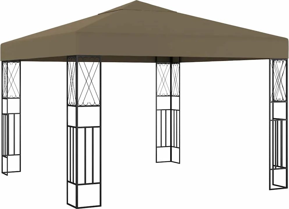 Altán se světelnými LED řetězy 3 x 3 m taupe textil 3070330