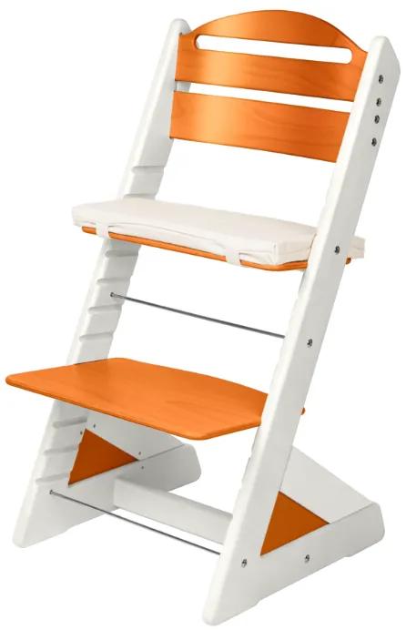 Jitro Dětská rostoucí židle Plus DVOUBAREVNÁ Oranžová + lněný podsed.