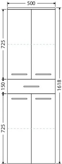 Intedoor vysoká skříň,1 zásuvka,4 dveře, UNI SV 162/50 1Z 4D Varianta: A3406 Basalto MAT