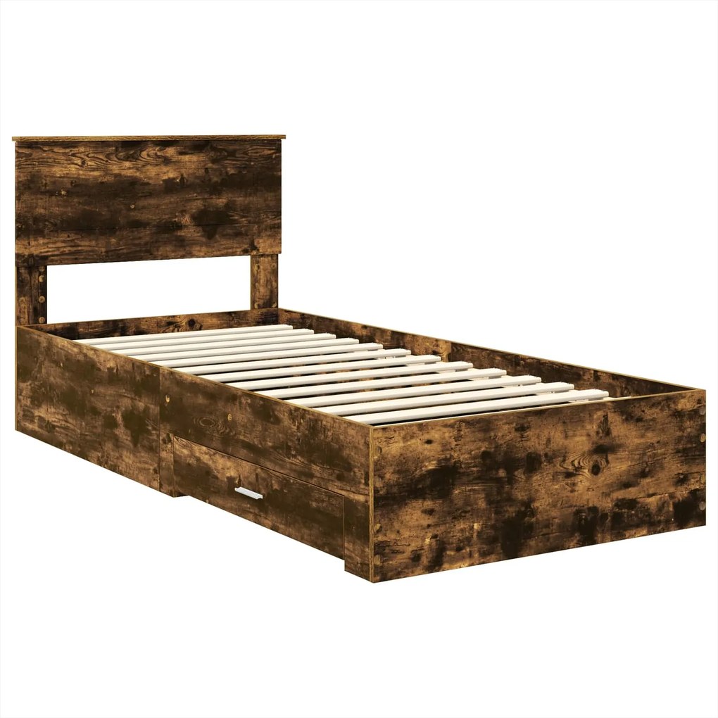Rám postele s čelo Kouřový dub 100 x 200 cm Kompozitní dřevo 3408303