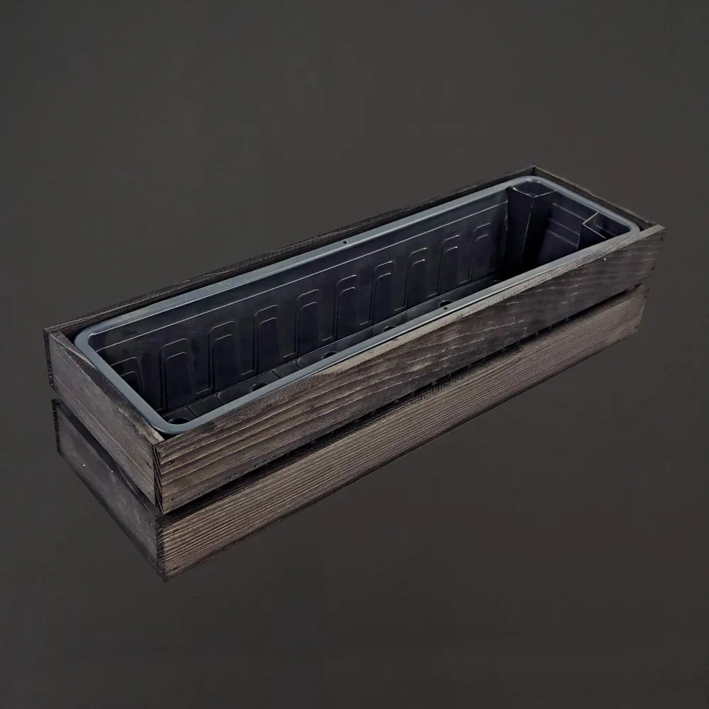 AMADEA Dřevěný obal s truhlíkem mořený, 61,2x19,6x15cm, český výrobek