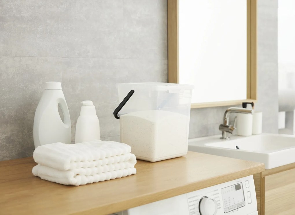 Rotho Nádoba na prací prášek, granule nebo bioodpad – 9 l DETERGENT Transparentní