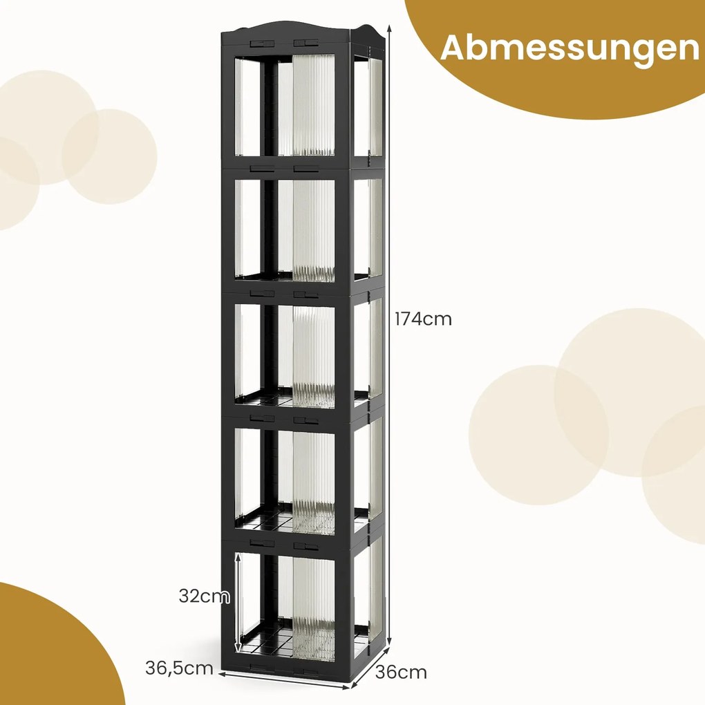 Costway 360° Otočná police na knihy Skládací Stojací police – 36,5 × 36 × 174 cm
