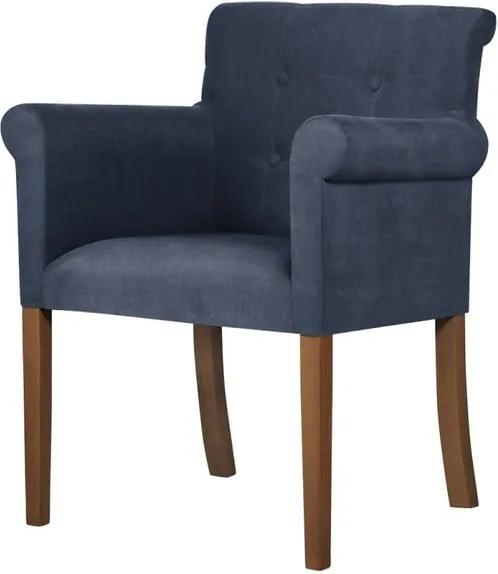 Tmavě modrá židle s tmavě hnědými nohami z bukového dřeva Ted Lapidus Maison Flacon