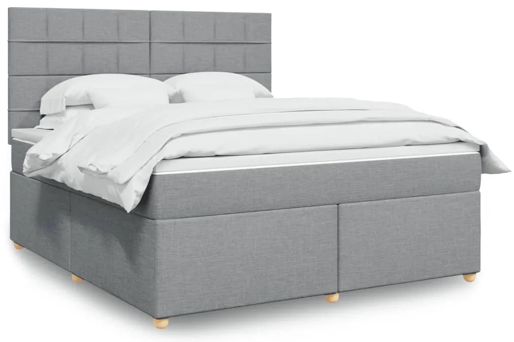 Box spring postel s matrací světle šedá 180 x 200 cm textil