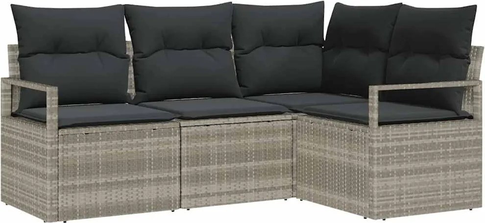 Set pohovek 4 pcs Světle šedá polyratan 3346362