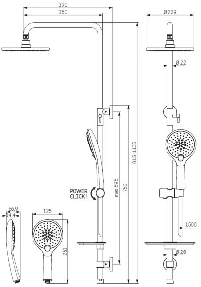 BATH DELUXE 31-120-02-02-00 - Sprchová sada MARTOFTE matná černá