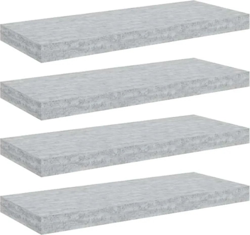 Plovoucí nástěnné police 4 ks betonově šedé 60x23,5x3,8 cm MDF 326599