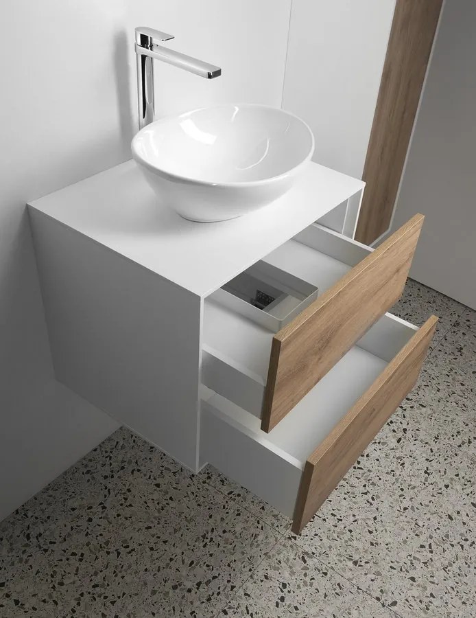 Aqualine Aqualine, ZANYA umyvadlová skříňka 60x50x46cm, bílá mat/dub emporio, ZA260