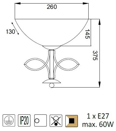 ACA DECOR Nástěnné svítidlo ELECTRA max. 60W/E27/230V/IP20