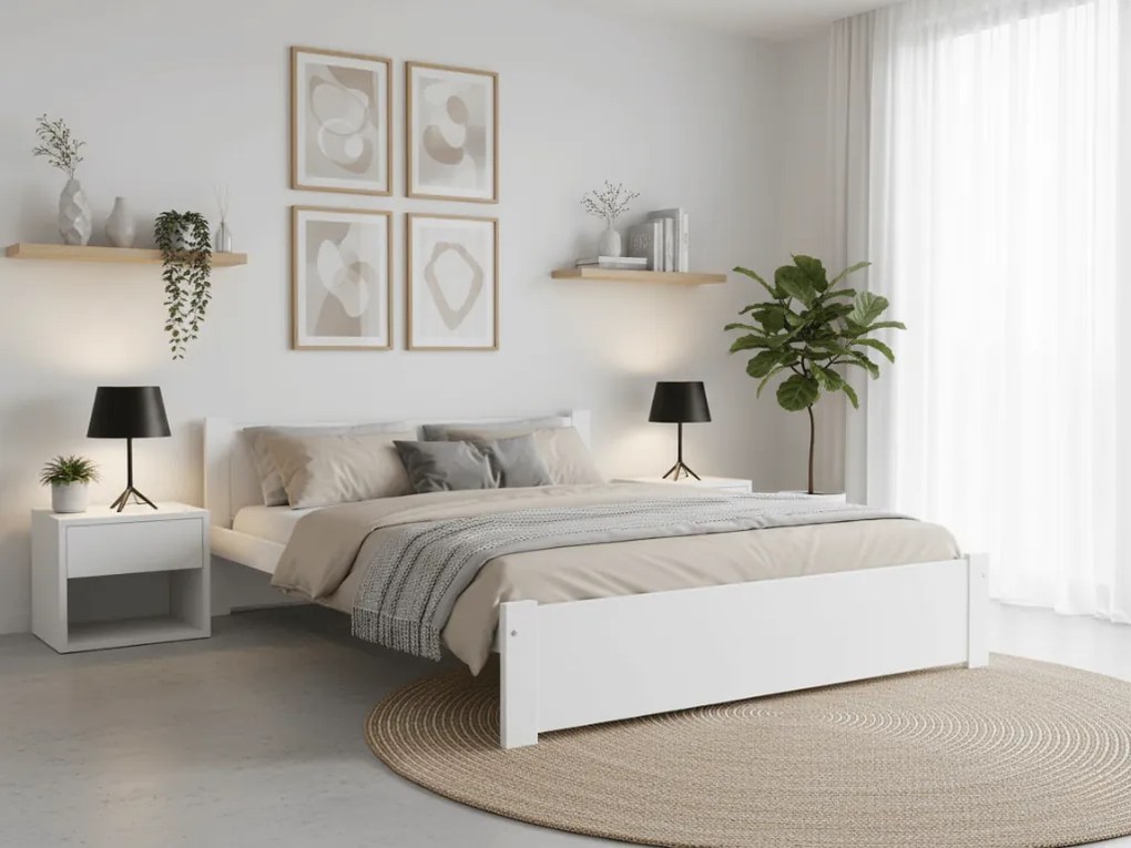 Postel IKAROS 140 x 200 cm, bílá Matrace: Matrace Coco Maxi 20 cm, Rošt: S laťkovým roštem